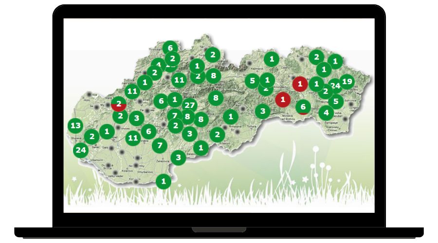 Kam na huby západné, stredné a východné Slovensko
