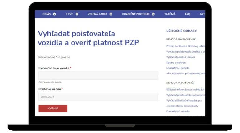 Overenie platnosti PZP podľa ŠPZ ️ | do pár sekúnd online